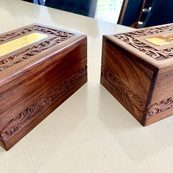 Wooden Cremation Urns for Human Ashes - Tree of Life Wooden Carved Box ...