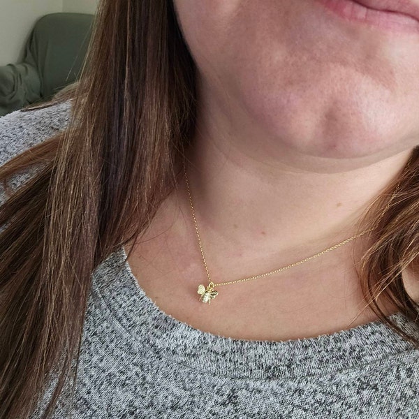 Gold Bee Necklace Dainty Bee Necklace Silver Bee Necklace Bumble Bee ...