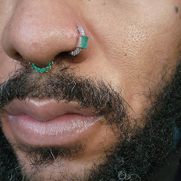 14k Navel Piercing, Emerald Belly Button Ring, Rook Belly Eyebrow Lip ...