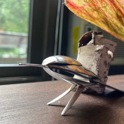 Spoon Bird Sculpture, Silverware Sculpture, Recycled Art, Silverware ...