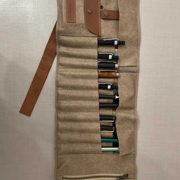 Roll up Pencil Wrap With 16 Pockets and One Zipper Pouch, Artist Roll ...