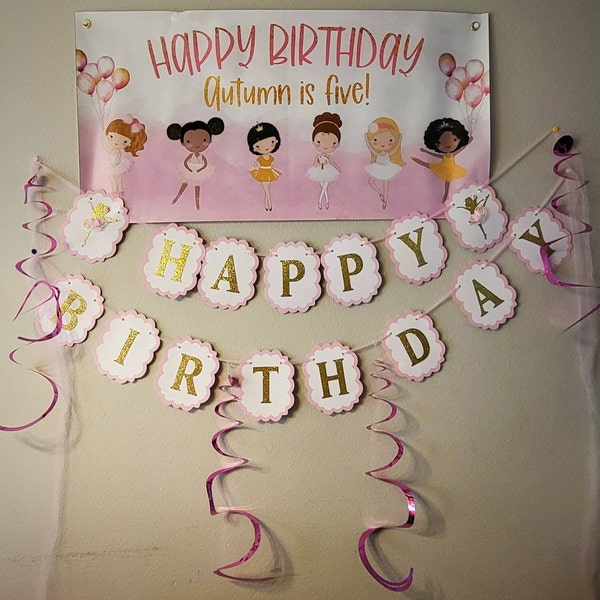 Ballerina Birthday Banner, Ballerina Birthday Party, Ballet Birthday ...