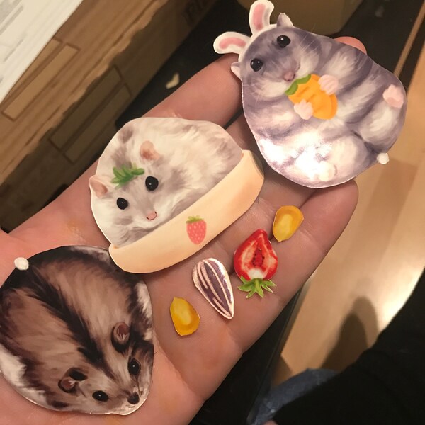 Realistic Hamster Illustration Stickers, Cute Waterproof Hamster ...
