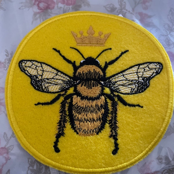 Queen Bee Embroidery Patch - Felt Patches, Sew on Patch, Bee Patches, Queen Bee Embroidery Gifts ...