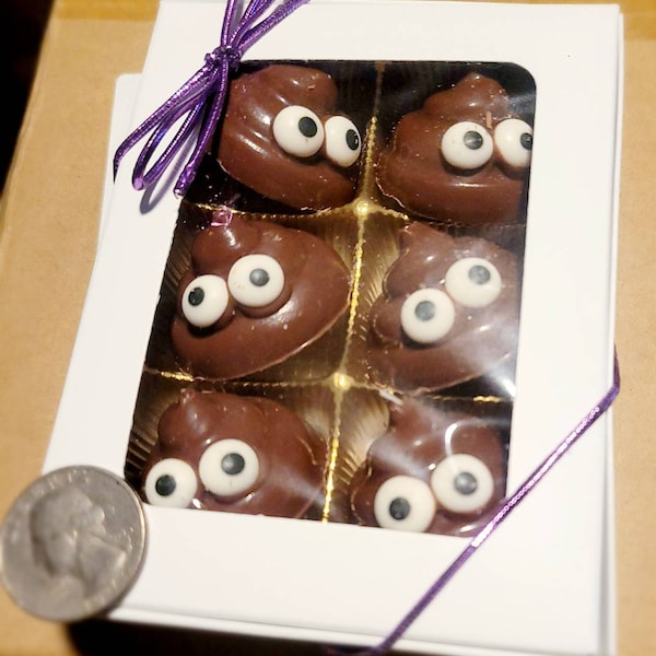 Chocolate Emoji Poop, 6 Pack, Gift Boxed, Crap, Shit, Turd, Insulting ...