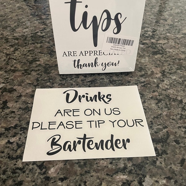 Wedding Bar Decal, Bartender Tip Jar, Open Bar Tip Decal, Wedding Sign ...