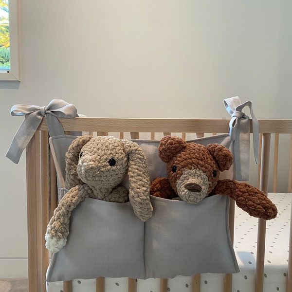 Baby Cot Organizer, Bedside Natural Linen Pocket, Diapers Organizer ...