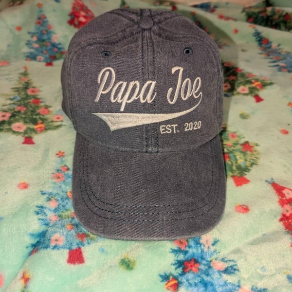 Papa Hat With Custom Year Est, Embroidered Hat, Personalized Papa Hat ...