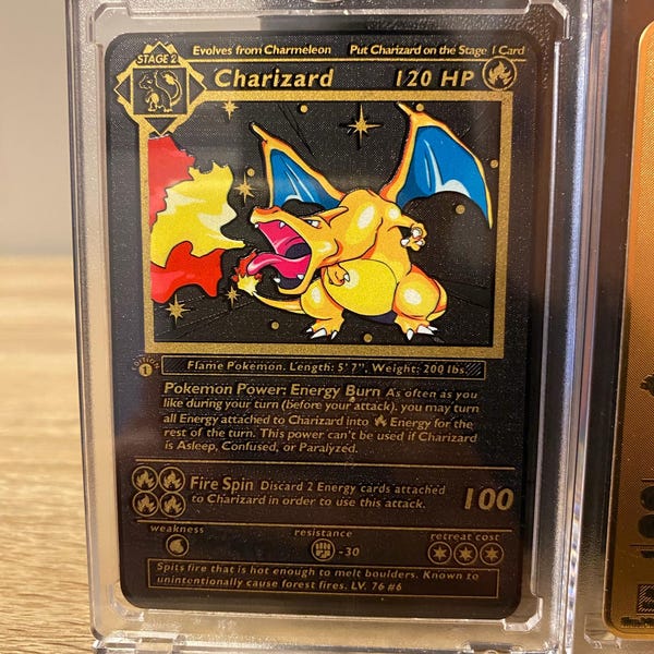 Charizard Blastoise Venusaur Trio Pokemon Gold Black Metal Card Base ...
