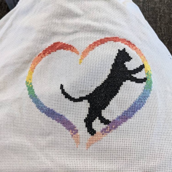 Rainbow Cat Heart Cross Stitch Pattern, Cat Memorial, Cat Bereavement ...