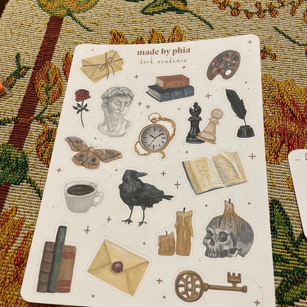 Dark Academia Sticker Sheet Bullet Journal Stickers, Planner Stickers ...