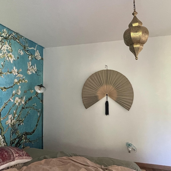 Wall Fan Decor, Bamboo Decorative Fans, Handcrafted Bamboo Fan, Boho ...