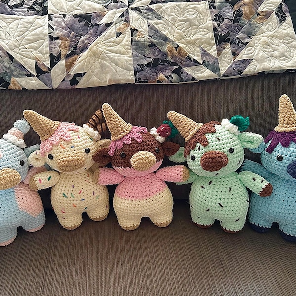 DIGITAL PATTERN: Ice Cream Cows Crochet Plushie (5-in-1 Pattern) - Etsy
