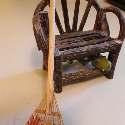 Miniature Garden Rake With Fall Leaves, Halloween Miniatures, Fairy ...