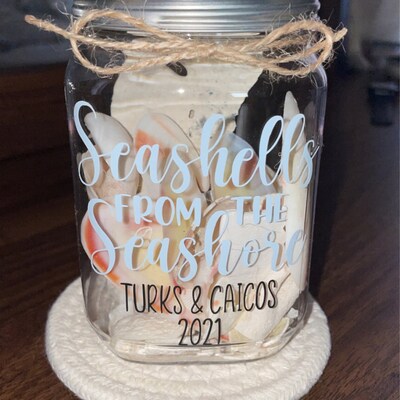 Plastic Seashell Jar Seashells From the Seashore Vacation Keepsake ...