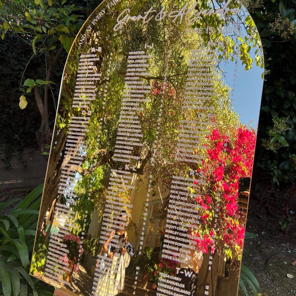 Arch Acrylic Mirror Seating Chart, Find Your Seat, Acrylic Wedding Sign ...