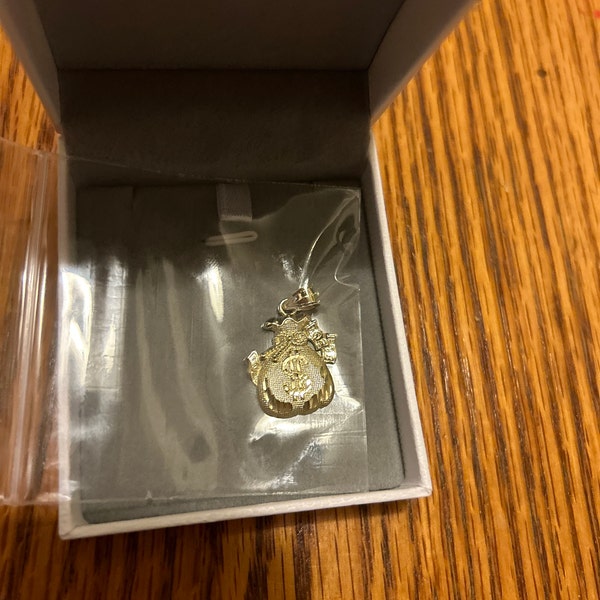 10k Solid Gold Moneybag Charm Pendant Necklace for Men Women / Lucky ...