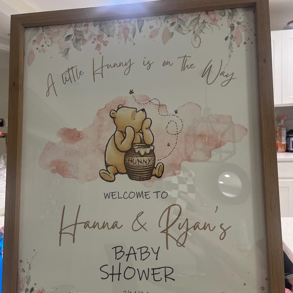Winnie-the-pooh Baby Shower Welcome Sign - A Little Hunny is on the Way ...
