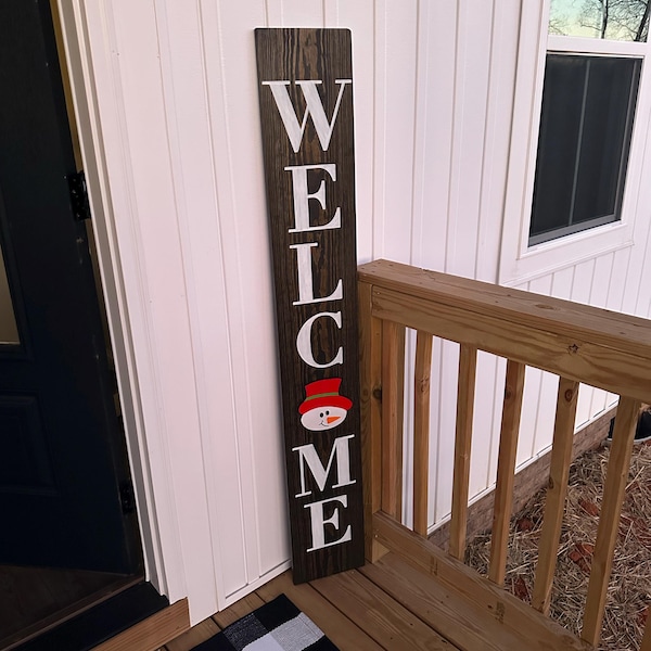 Wood WELCOME Sign, Interchangeable O Attachment Pieces, Large Vertical ...