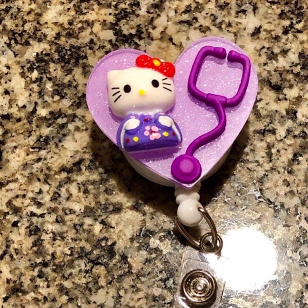 Id Stethoscope Name Tag Awareness Ribbon Pink Sparkly Heart RN ER Icu ...