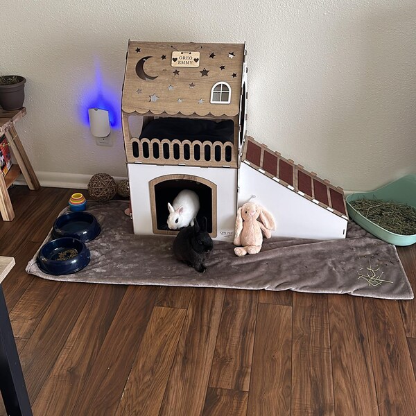 Wooden Rabbit House, Two Storey Rabbit Castle, Modern Rabbit Furniture ...