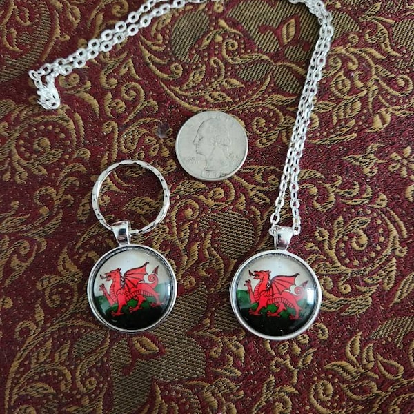 Welsh Dragon Necklace Patriotic Jewellery Flag Pendant Flag of Wales ...