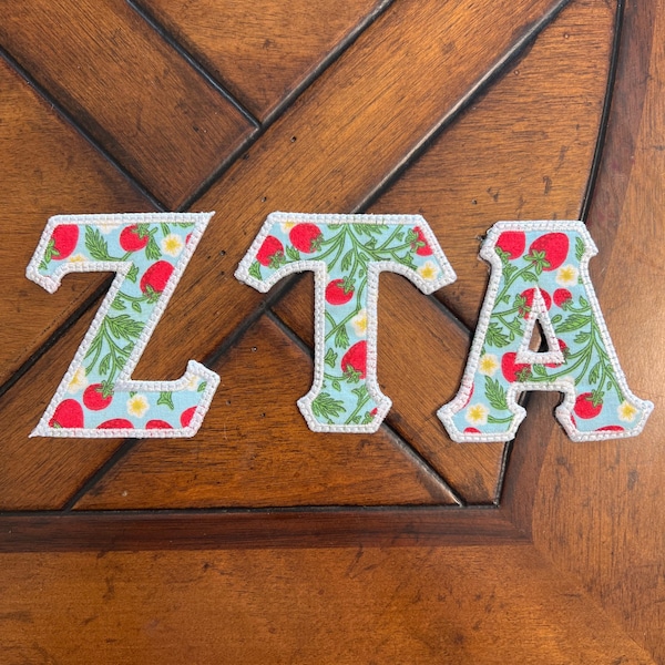Iron on Greek Letter Patch: Custom Fabric Sorority Applique, English ...