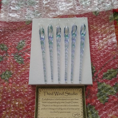 Set of 6 Ruby Red Icicles Christmas Tree Ornaments Hand Blown - Etsy