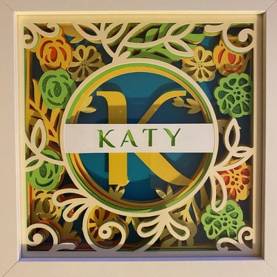 3D Bundle Flower Split Monogram A-Z Shadow Box, Alphabet Family Name ...