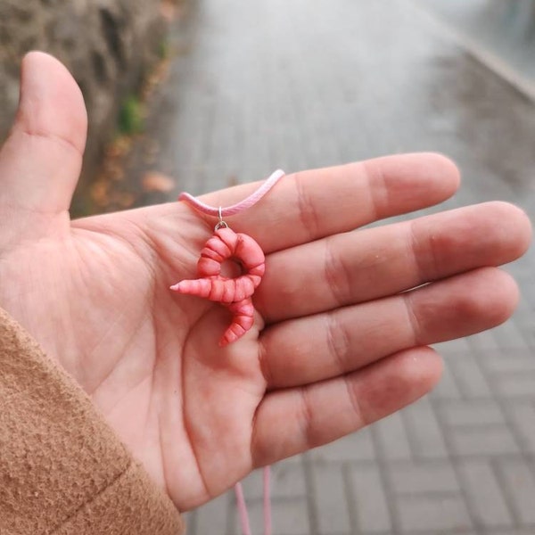 Worm Statement Necklace/ Statement Polymer Clay Necklace/ Gift for ...