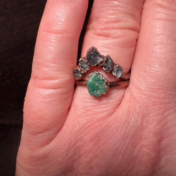 Raw Emerald Ring, Copper Electroformed Ring, Raw Stone Ring - Etsy