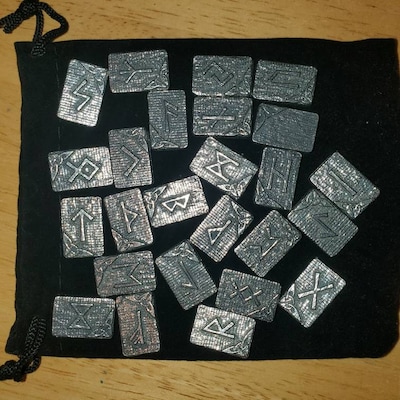 Pewter Metal Rune Set 24pc Elder Futhark - Etsy