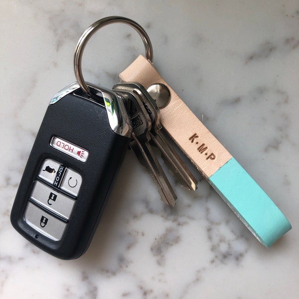 Custom Color Block Color Leather Keychain, Personalized Leather ...