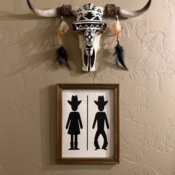 Cowboy Cowgirl Western Bathroom Sign - Western Decor - Bathroom Decor ...
