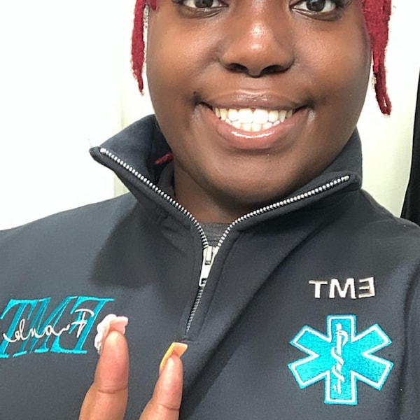 Custom Embroidered EMT Quarter Zip With Credential Acronym and ...