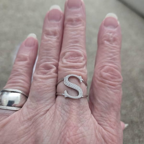 Silver / Gold Initial Ring, Large Inital Ring, Personalized Ring ...