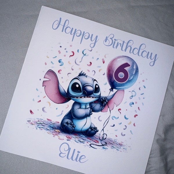 Stitch Birthday Card, Personalised Stitch, Happy Birthday Card Daughter ...