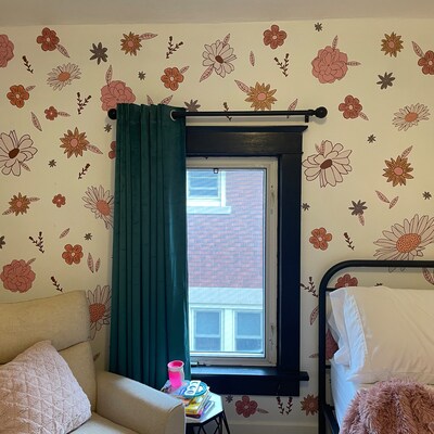 Wildflower Fabric Wall Decals, Boho Flower Decals for Girls Nursery ...