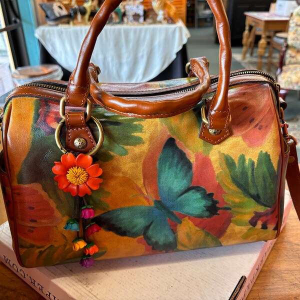 Karen's ORANGE Daisy Small-eeerr Leather Keychain & Charm With Antique ...