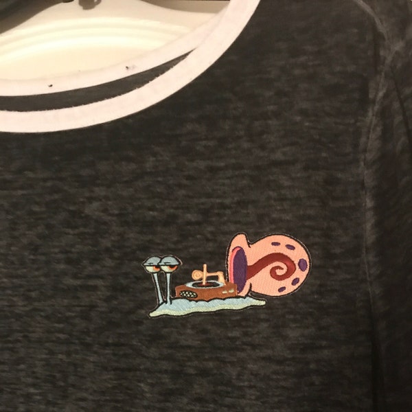 Spongebob Squarepants Gary Record Player Embroidered Iron on Applique ...