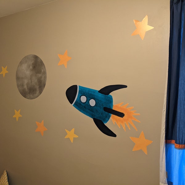 Rocket Ship Removable Wall Decals / Spaceship Wall Decals / Space Room ...