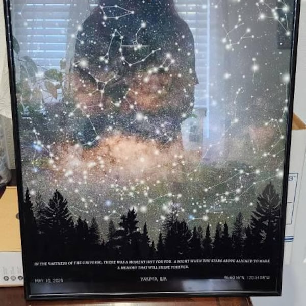 Christmas Gift Star Map, Custom Star Map, Constellation Gift, Night Sky ...