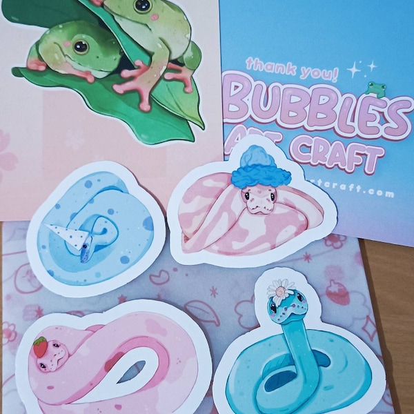 Snake Stickers | Snake Buddies | Snake With Hats | Sticker Pack ...