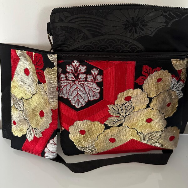 One Handle Bag / Obi Bag / Pink and Silver Bag /zipper Pocket / Bright ...