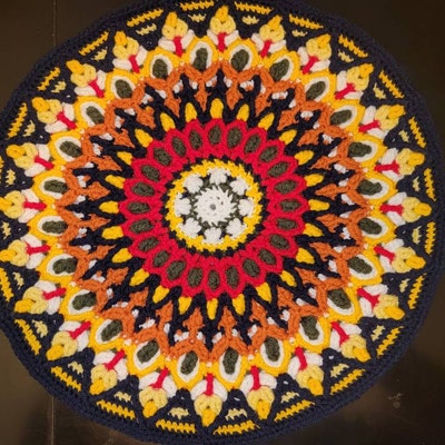 Spanish Mandala Overlay Crochet PATTERN Round Colorful Cushion Instant ...