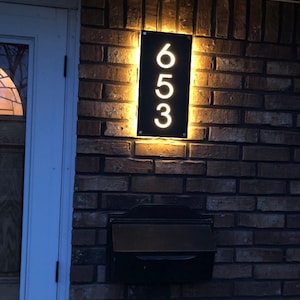Custom LED House Number Illuminated House Sign Modern ,LED, Vertical ...