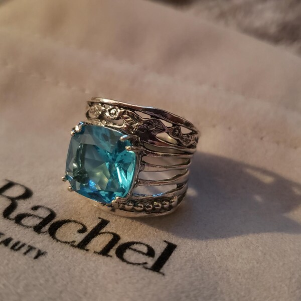 Chunky Wire Wrap Ring, Multi Strand Rope Ring, Wide Sterling Silver CZ ...