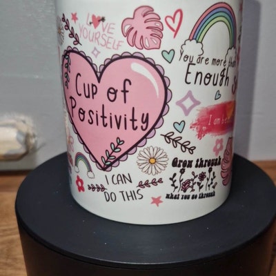 Cup of Positivity Mug PNG, 11oz Mug Wrap for Sublimation, Sublimation ...