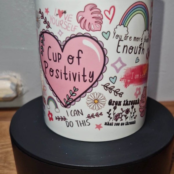 Cup of Positivity Mug PNG, 11oz Mug Wrap for Sublimation, Sublimation ...