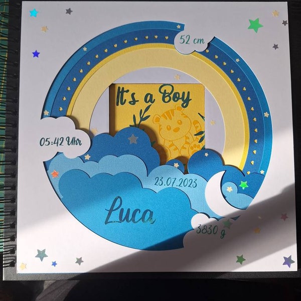 Cloud Baby Shower Shadow Box Svg, 3d Cloudy Sky Shadow Box, Moon and ...